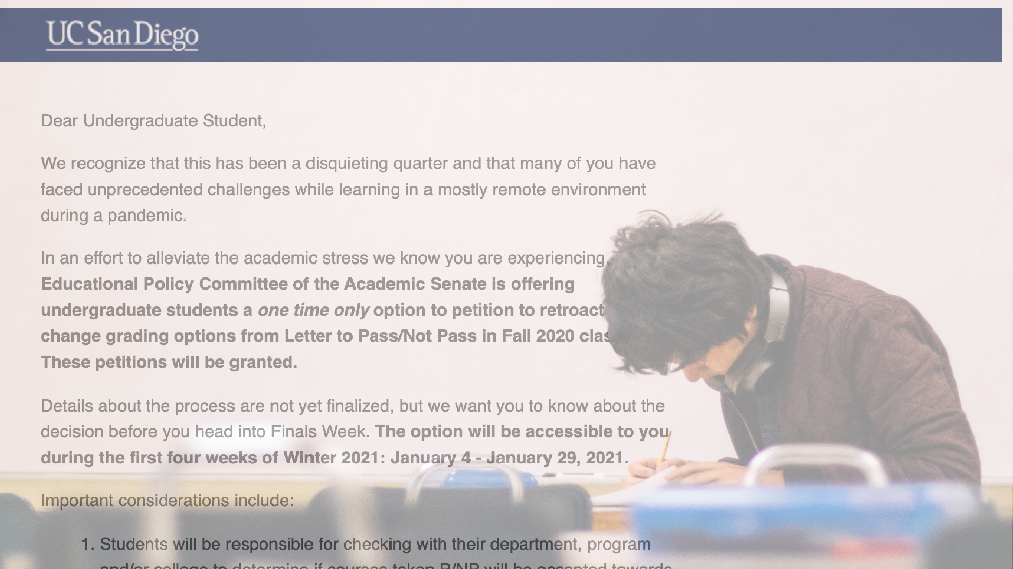 UCSD Students can now Pass/No Pass their Fall Quarter Classes until ...
